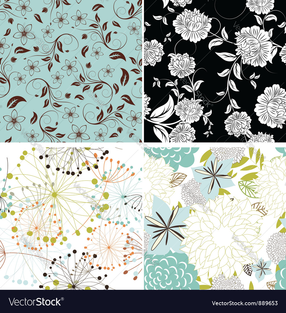 Floral seamless set Royalty Free Vector Image - VectorStock