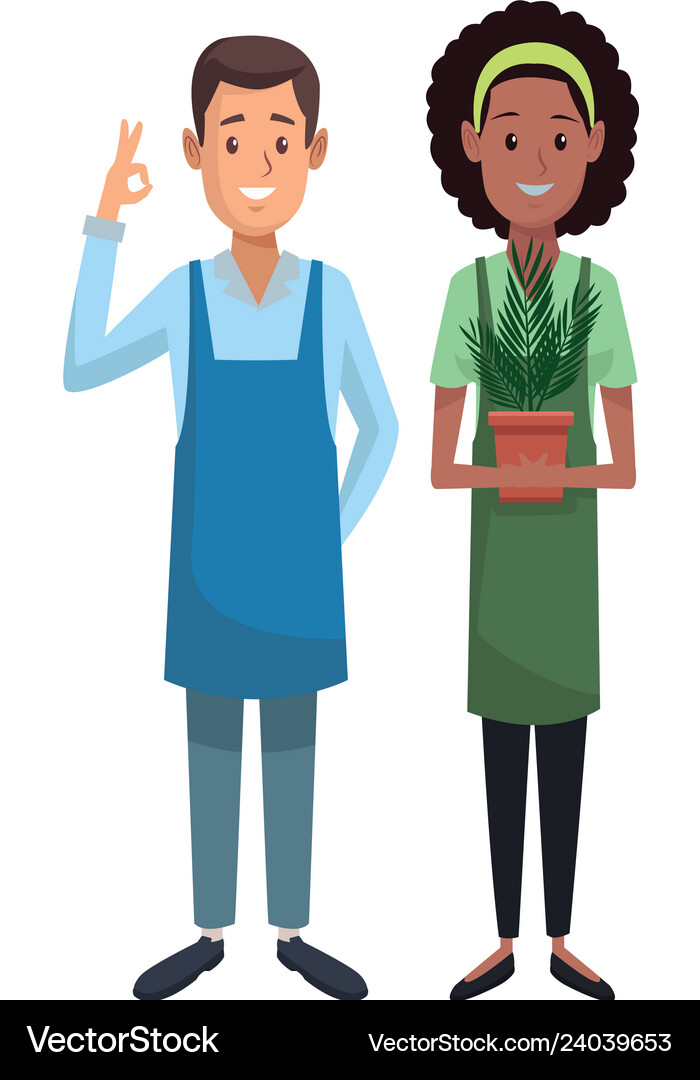 Labor day couple cartoon Royalty Free Vector Image