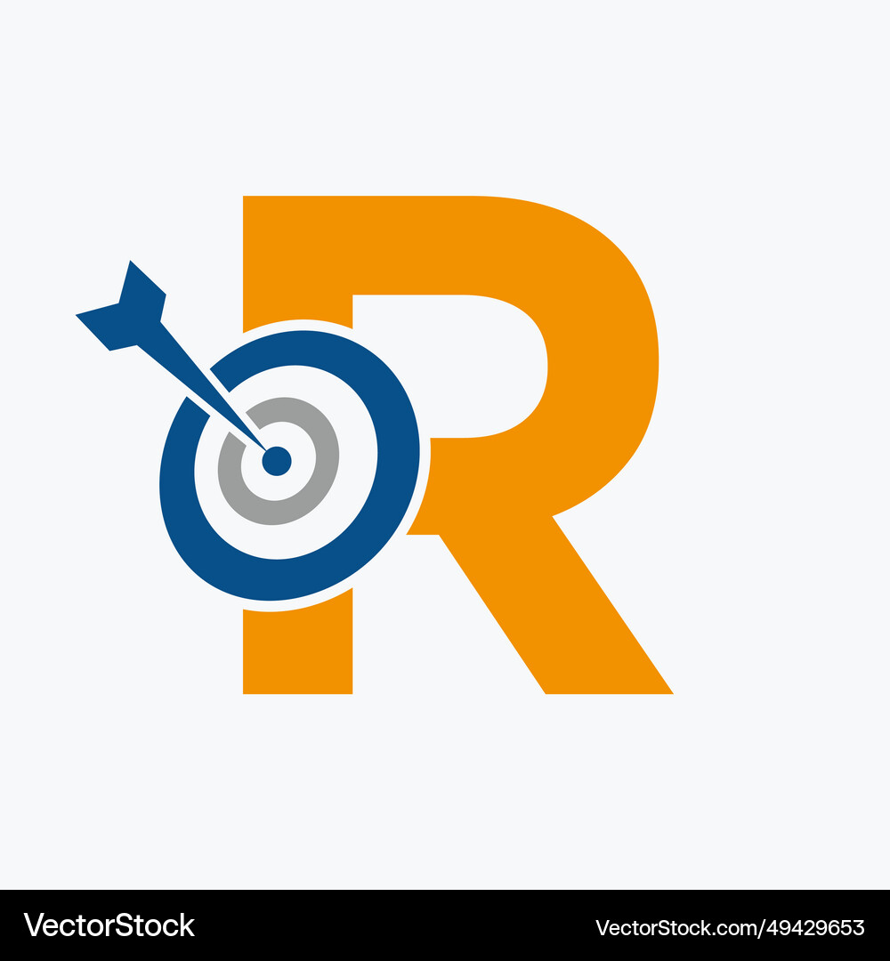 Letter r arrow target logo combine with bow Vector Image