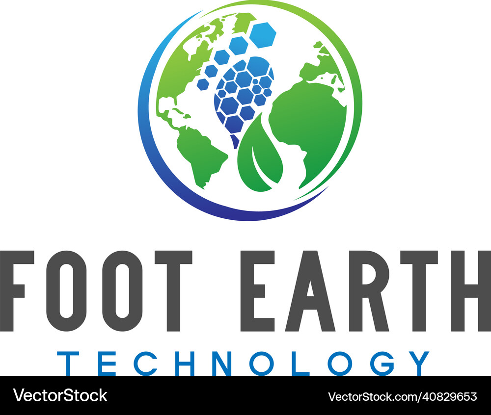 Modern colorful foot earth technology logo design Vector Image
