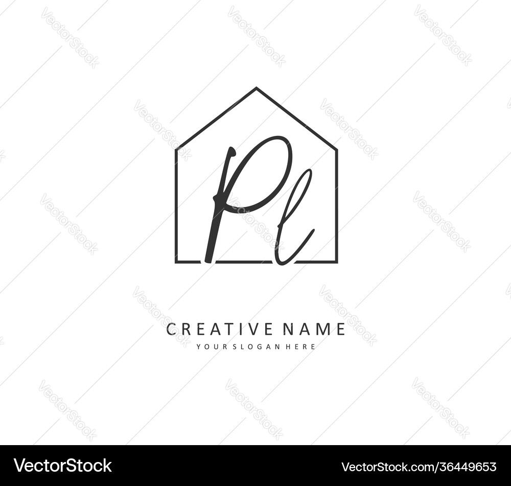 Pl initial letter handwriting and signature logo Vector Image