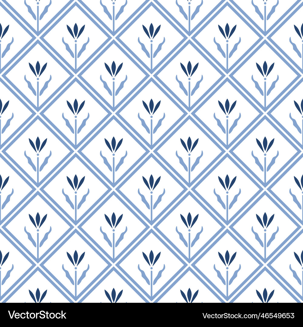 Seamless rhombuses and flowers Royalty Free Vector Image