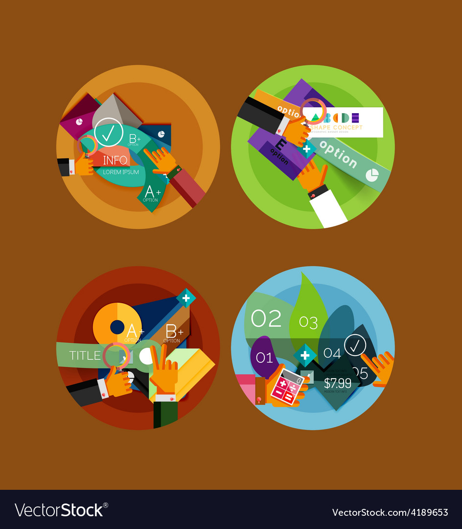 Set of flat design circle infographic icons Vector Image