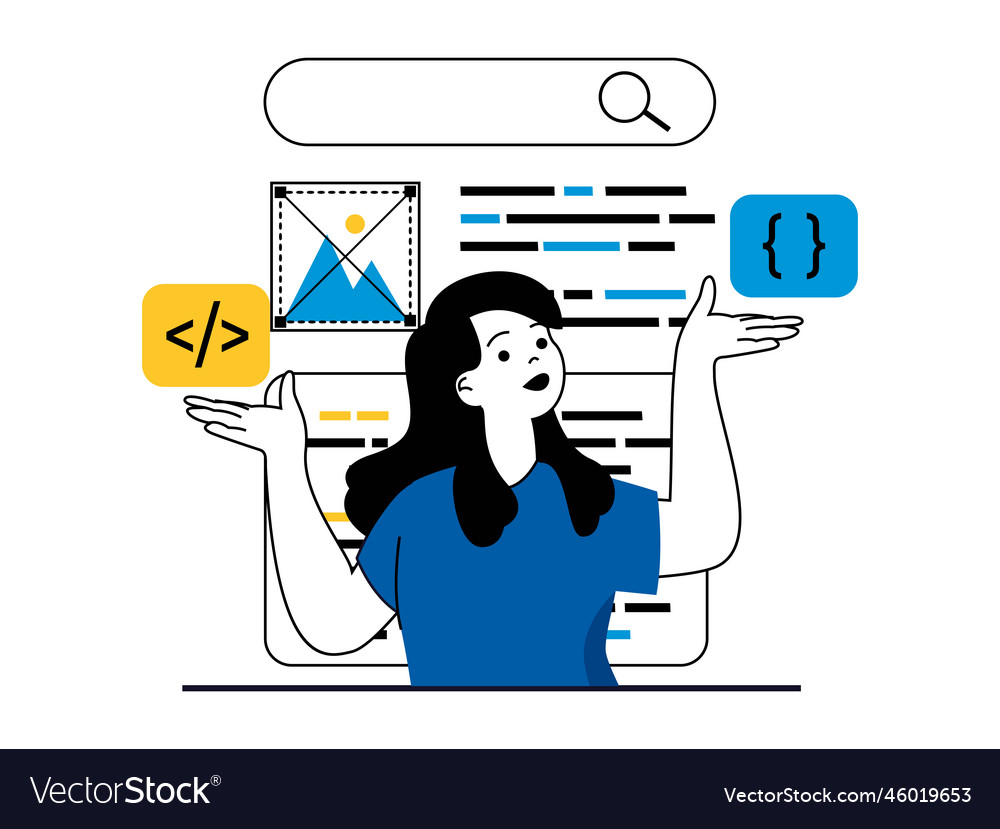 Web development concept with character situation Vector Image