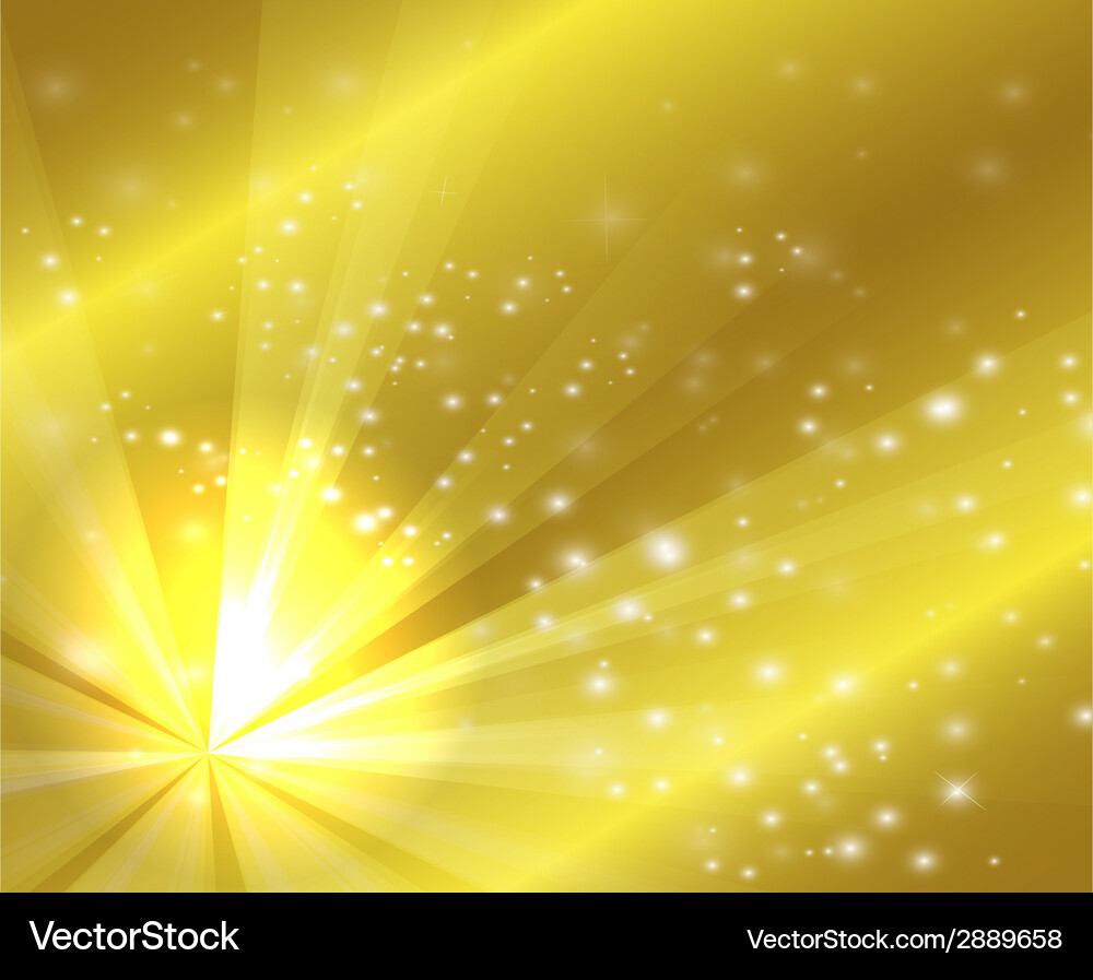 A golden color design with burst and rays Vector Image
