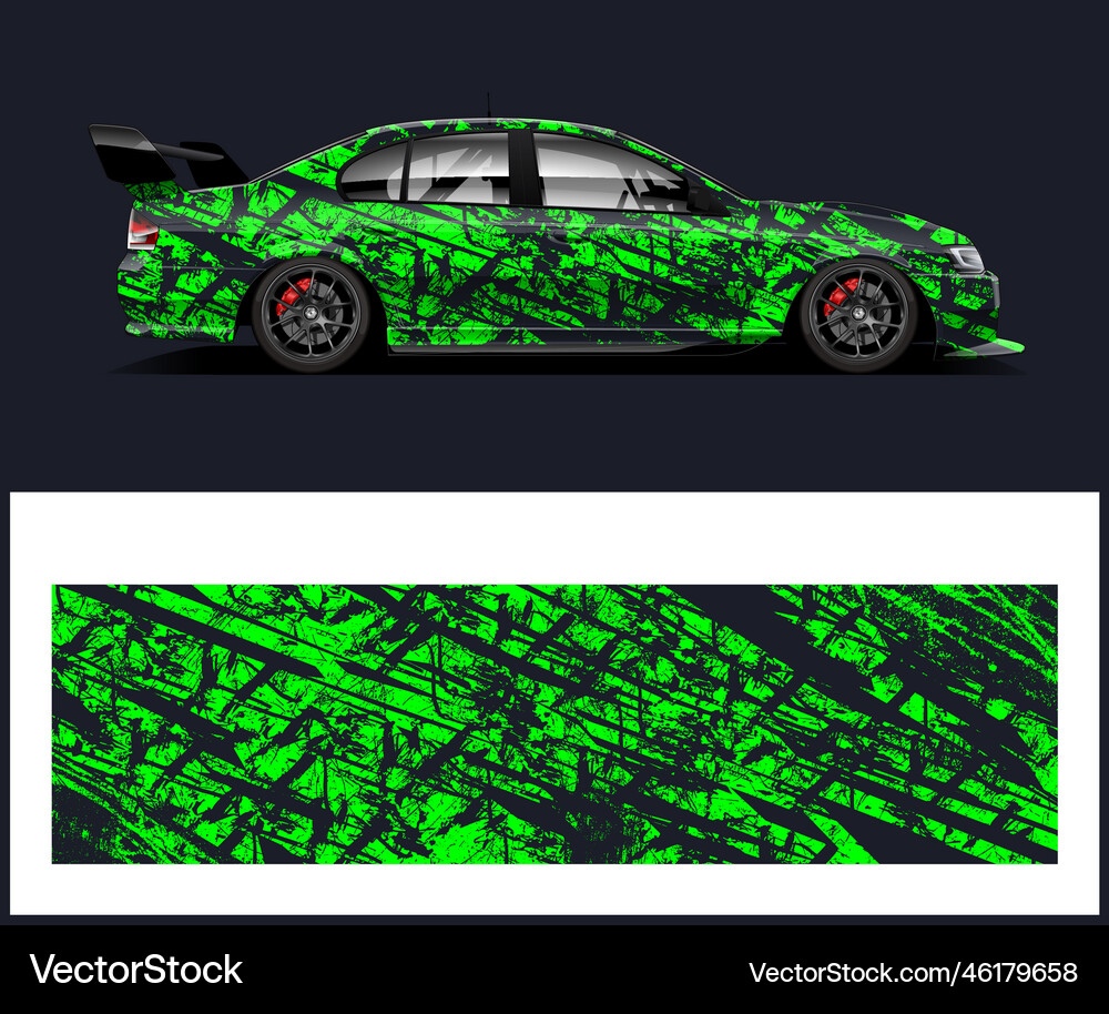 Car wrap design graphics with a racing Royalty Free Vector