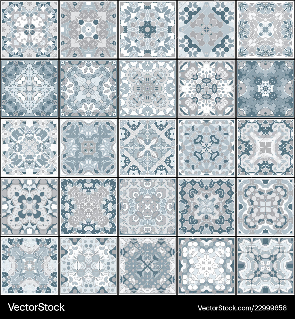 Collection different vintage tiles Royalty Free Vector Image