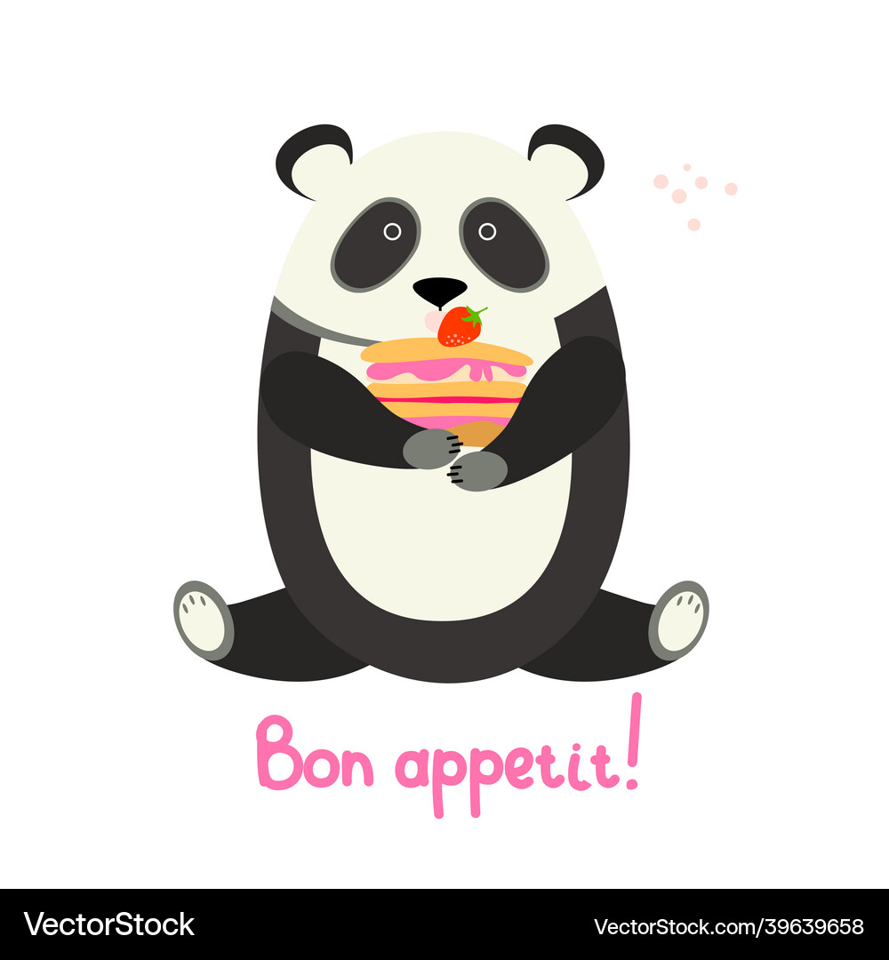 Cute panda with a cake Royalty Free Vector Image