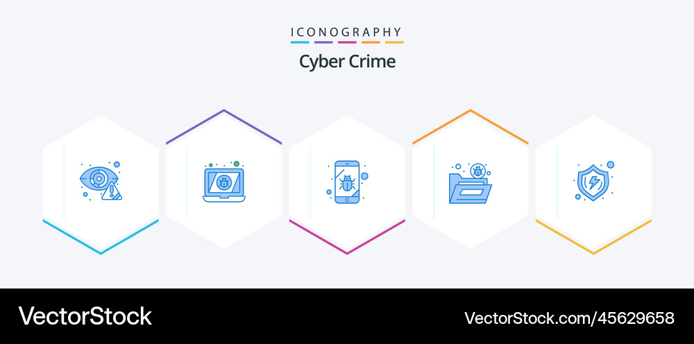 Cyber crime 25 blue icon pack including virus Vector Image