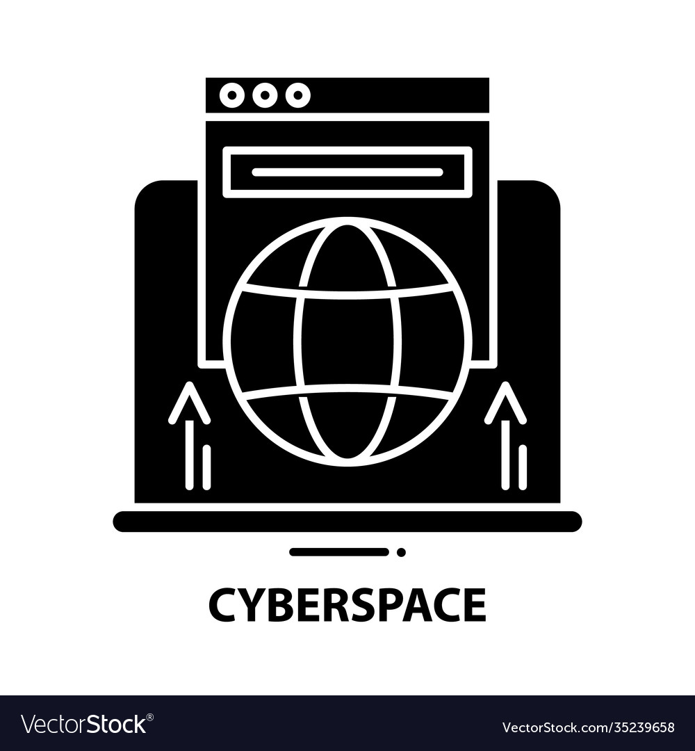 Cyberspace icon black sign with editable Vector Image
