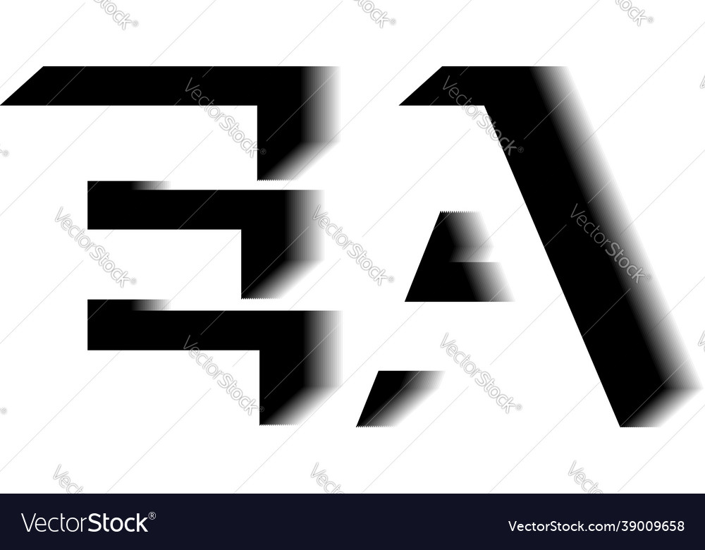 Ea monogram shadow shape style Royalty Free Vector Image
