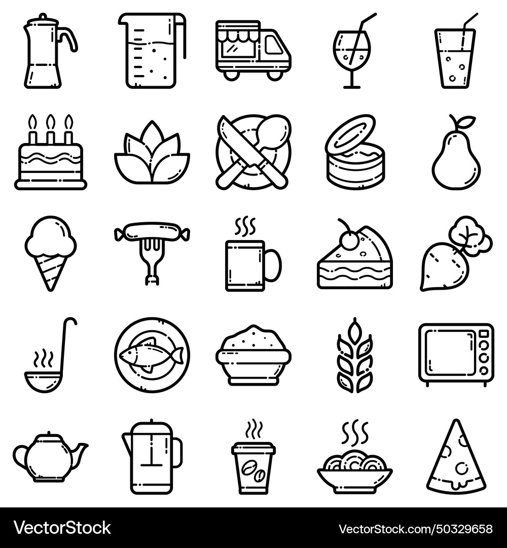 Food set flat icon isolated on white Royalty Free Vector
