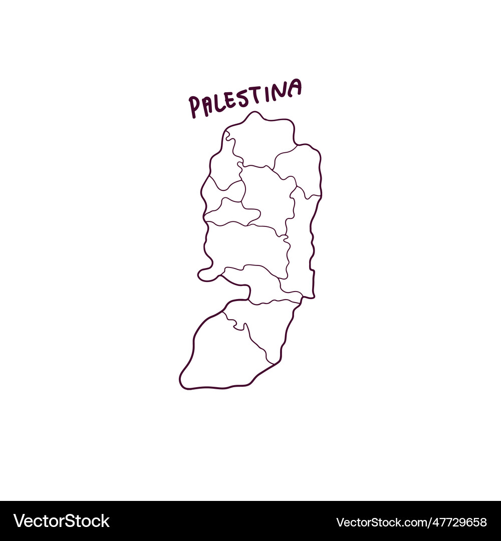 Hand drawn doodle map of palestine Royalty Free Vector Image