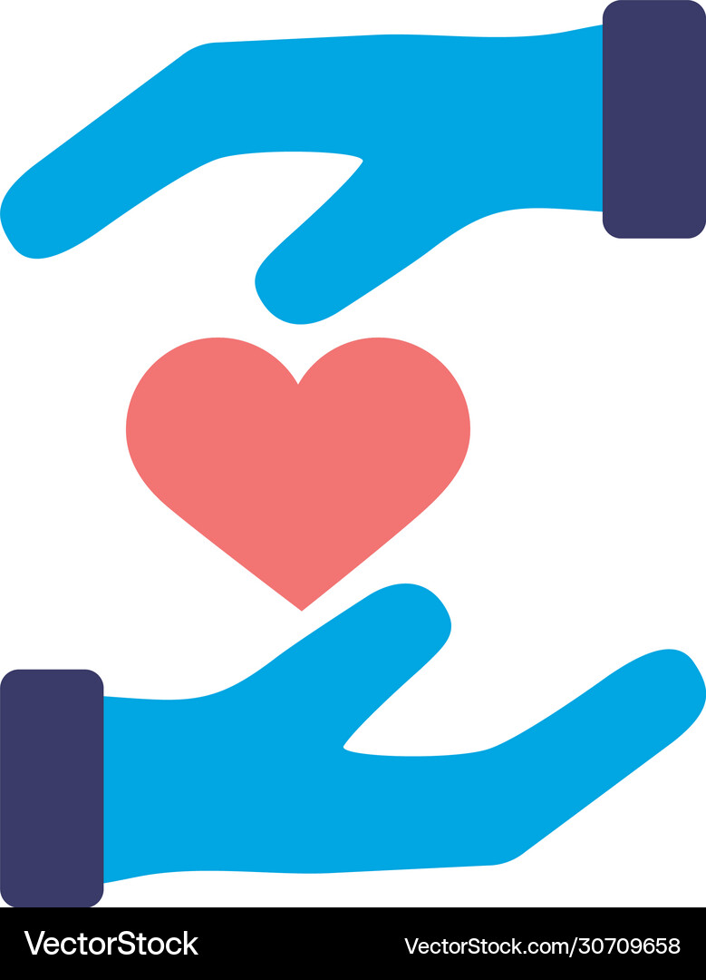 Hands human lifting heart solidarity flat style Vector Image