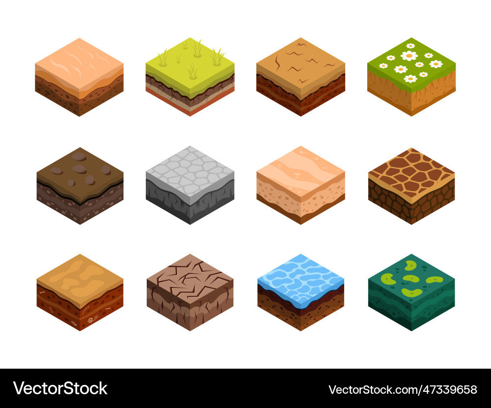 Isometric soil land nature surface 3d ground Vector Image