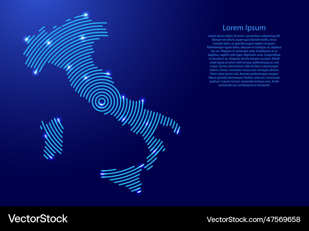 Italy map from futuristic concentric blue circles Vector Image