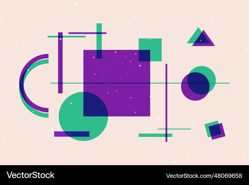 Risograph geometric shapes abstract minimalist Vector Image