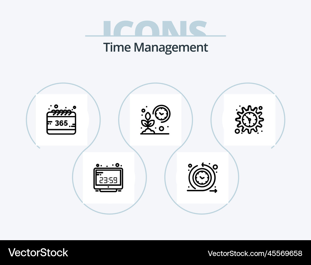 Time management line icon pack 5 icon design call Vector Image