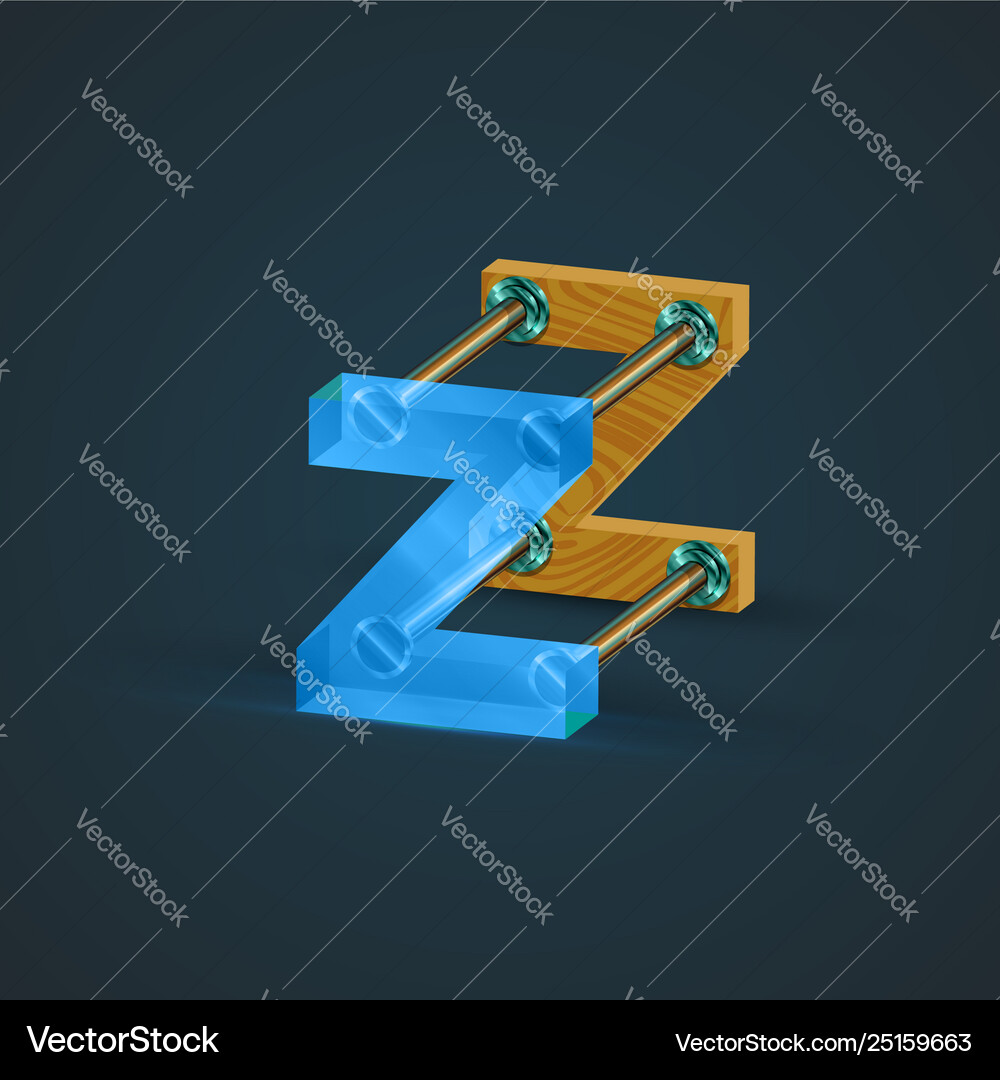 3d realistic glass and wood character Royalty Free Vector