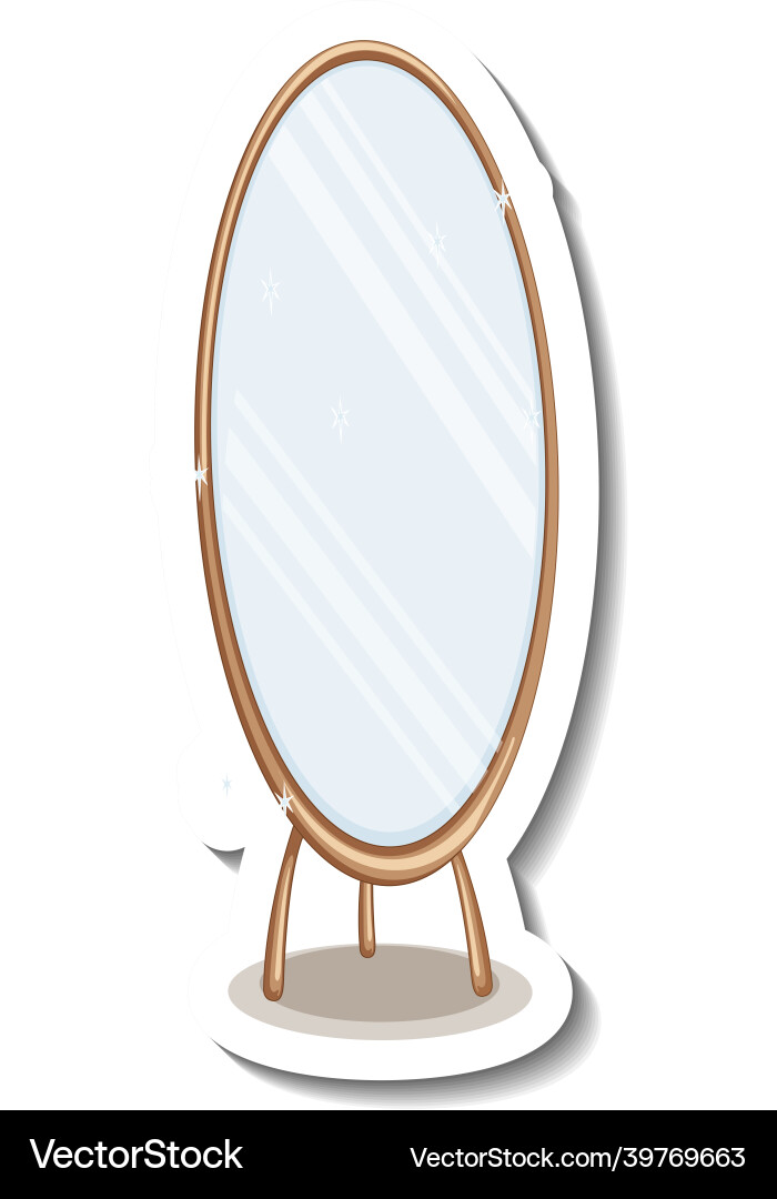 A sticker template of standing mirror isolated Vector Image