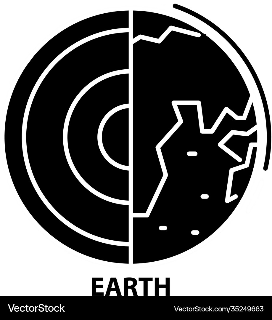 Earth symbol icon black sign with editable Vector Image