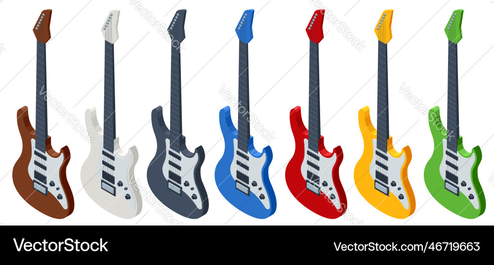 Isometric realistic electric guitar acoustic and Vector Image