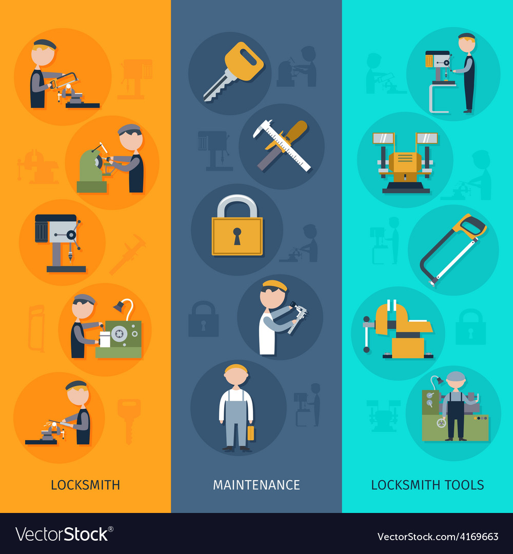 Locksmith banners vertical Royalty Free Vector Image