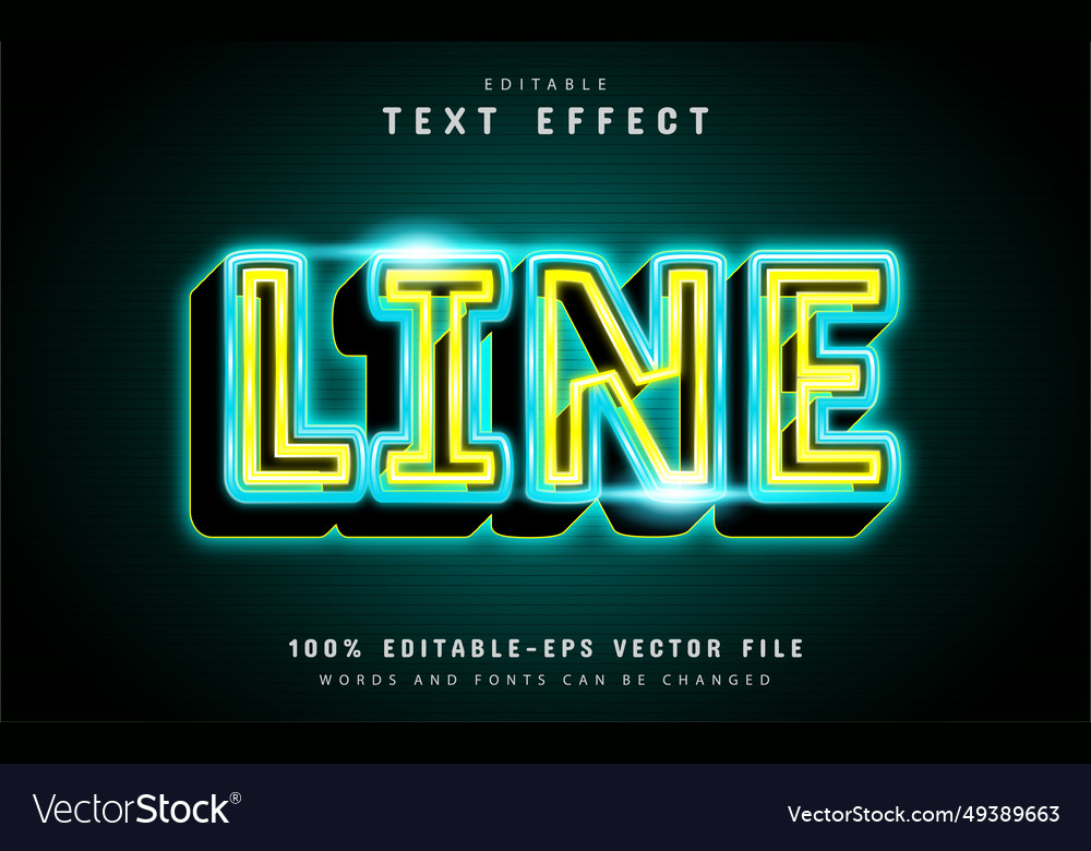 Neon line text effect Royalty Free Vector Image