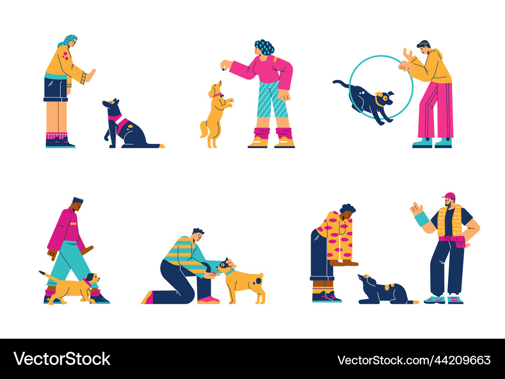 People training their dogs to behave Royalty Free Vector