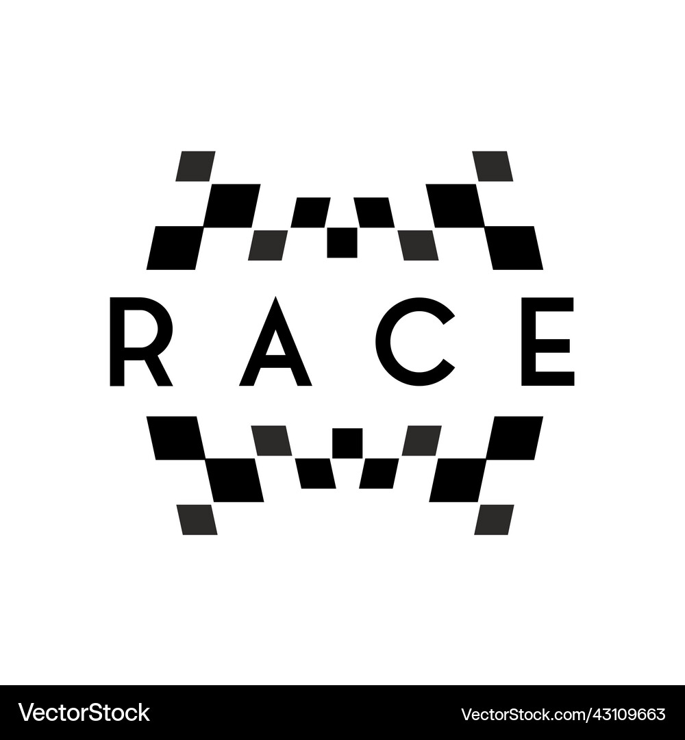 Race logo design template with black and white Vector Image