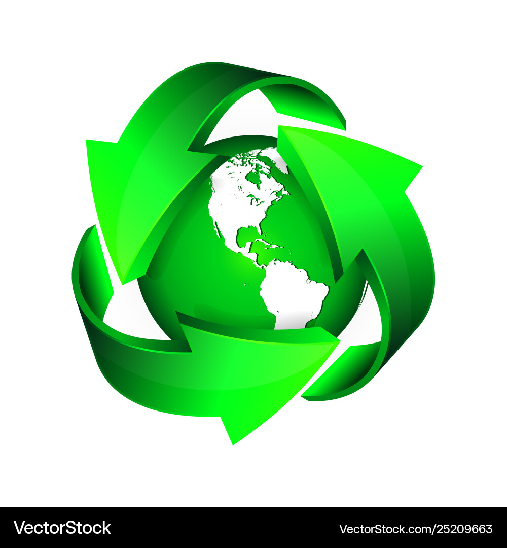 Recycle arrows and green earth Royalty Free Vector Image