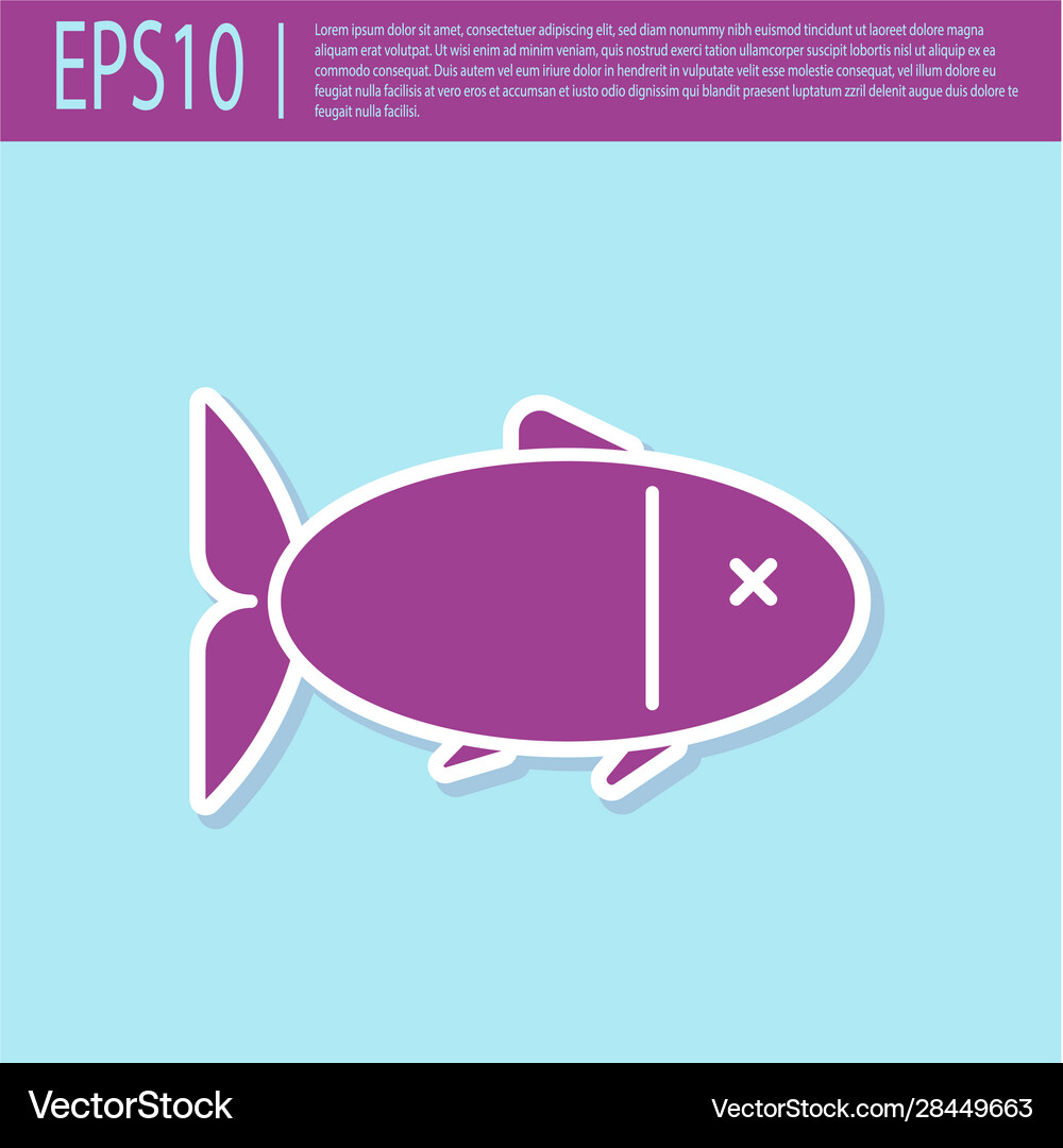 Retro purple fish icon isolated on turquoise Vector Image
