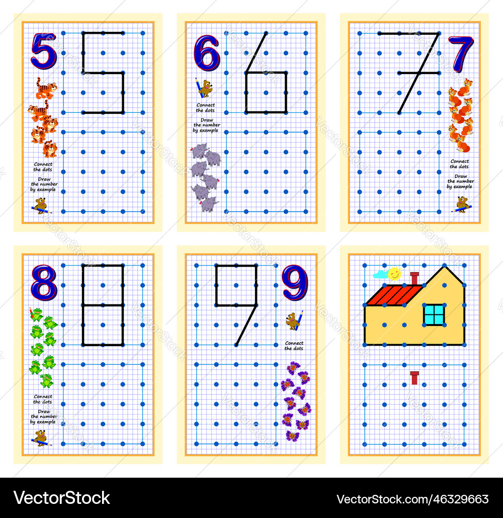 Set of educational pages on square paper Vector Image