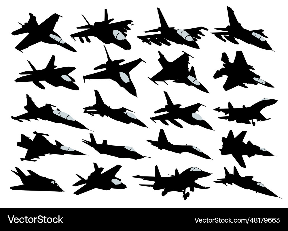 Set silhouettes of fighters Royalty Free Vector Image