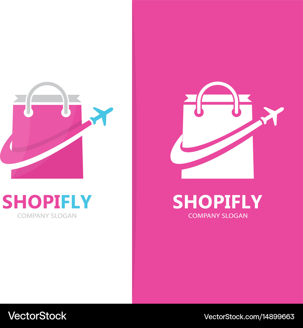 Shop and plane logo combination sale Royalty Free Vector