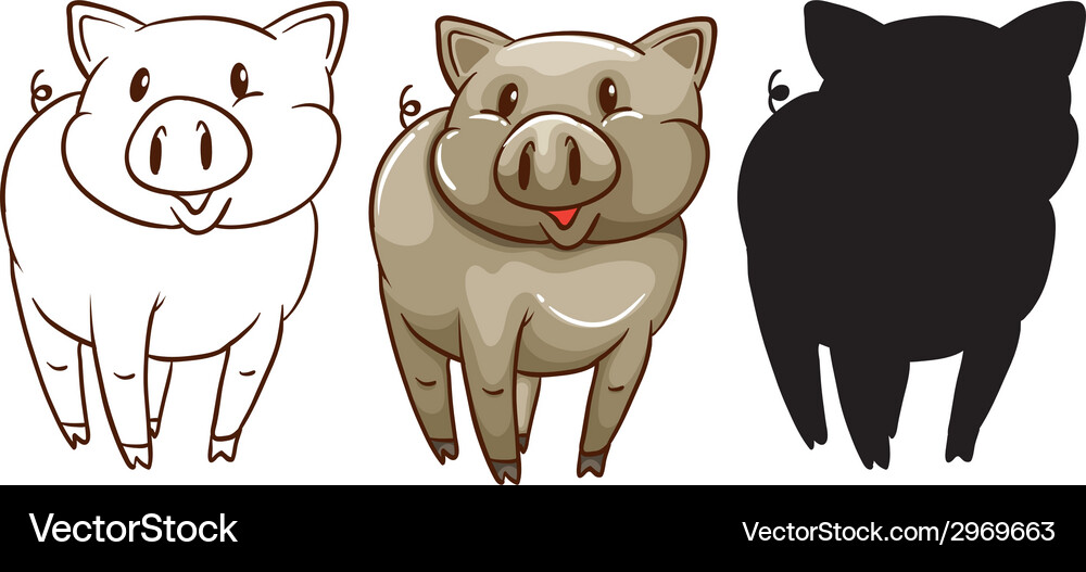 Sketches of a pig Royalty Free Vector Image - VectorStock