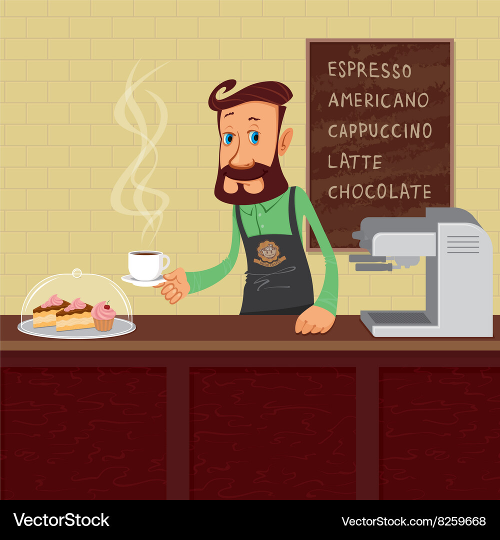 Barista at work Royalty Free Vector Image - VectorStock