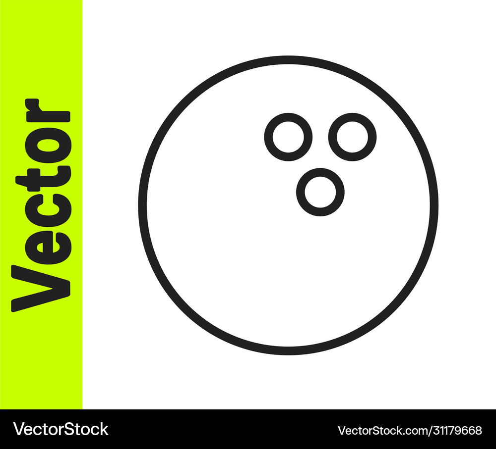 Black line bowling ball icon isolated on white Vector Image