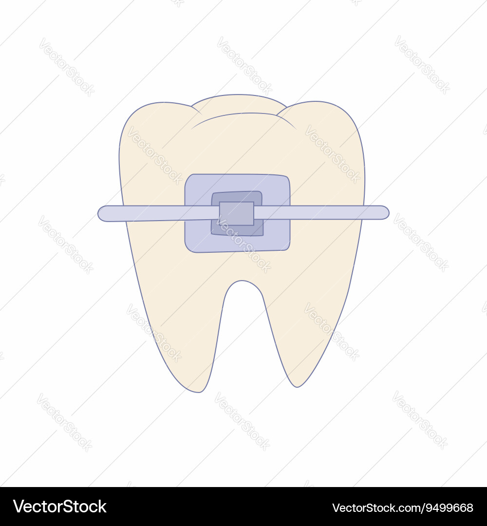 Braces on tooth icon cartoon style Royalty Free Vector Image