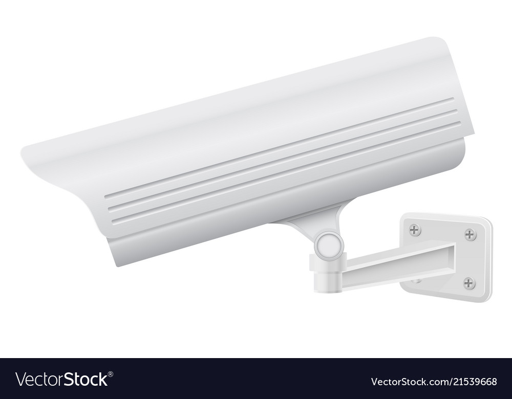 Cctv security camera side view white Royalty Free Vector