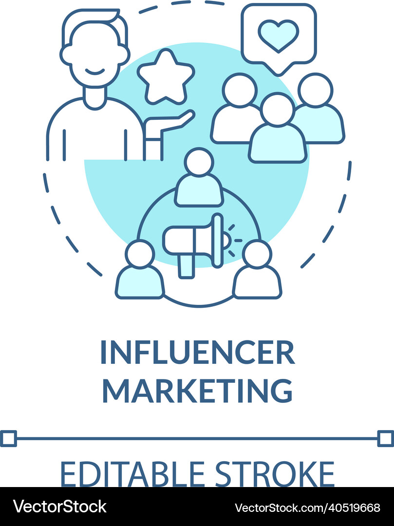 Influencer marketing for startup concept icon Vector Image