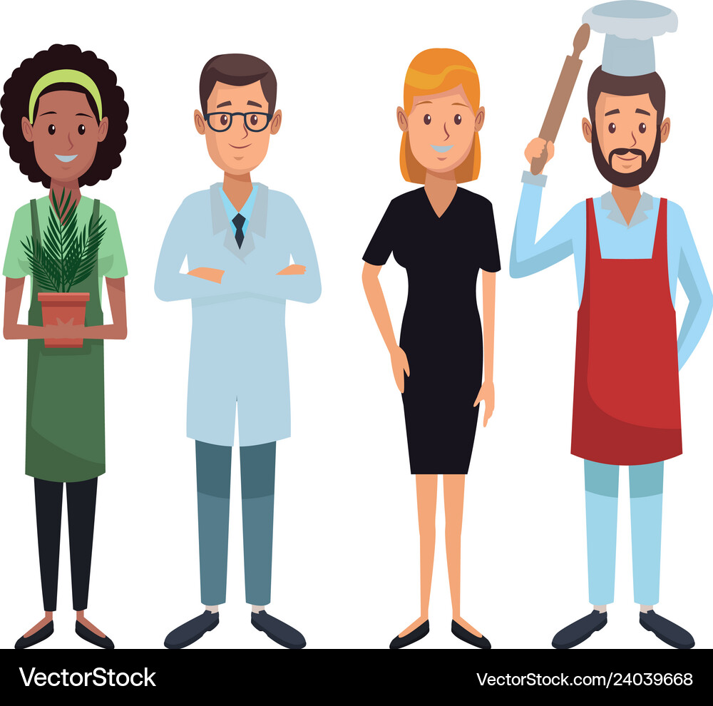 Labor day people cartoon Royalty Free Vector Image