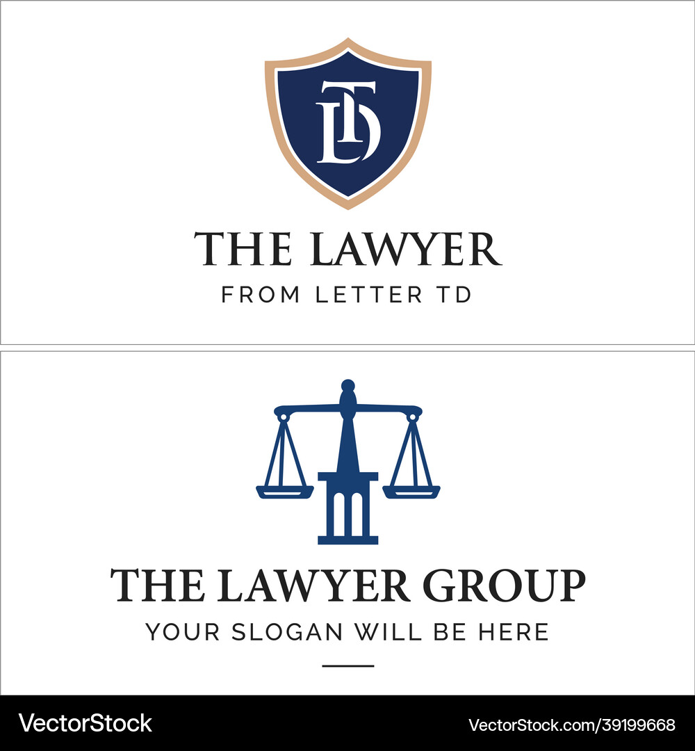 Lawyer attorney shield and pillar scale logo Vector Image