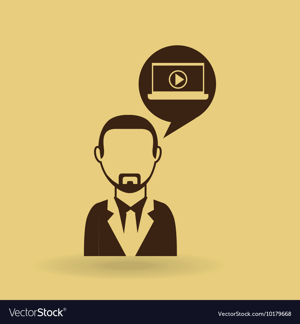 Man with pc icon Royalty Free Vector Image - VectorStock