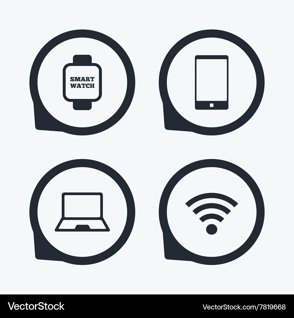 Notebook and smartphone icon smart watch symbol Vector Image