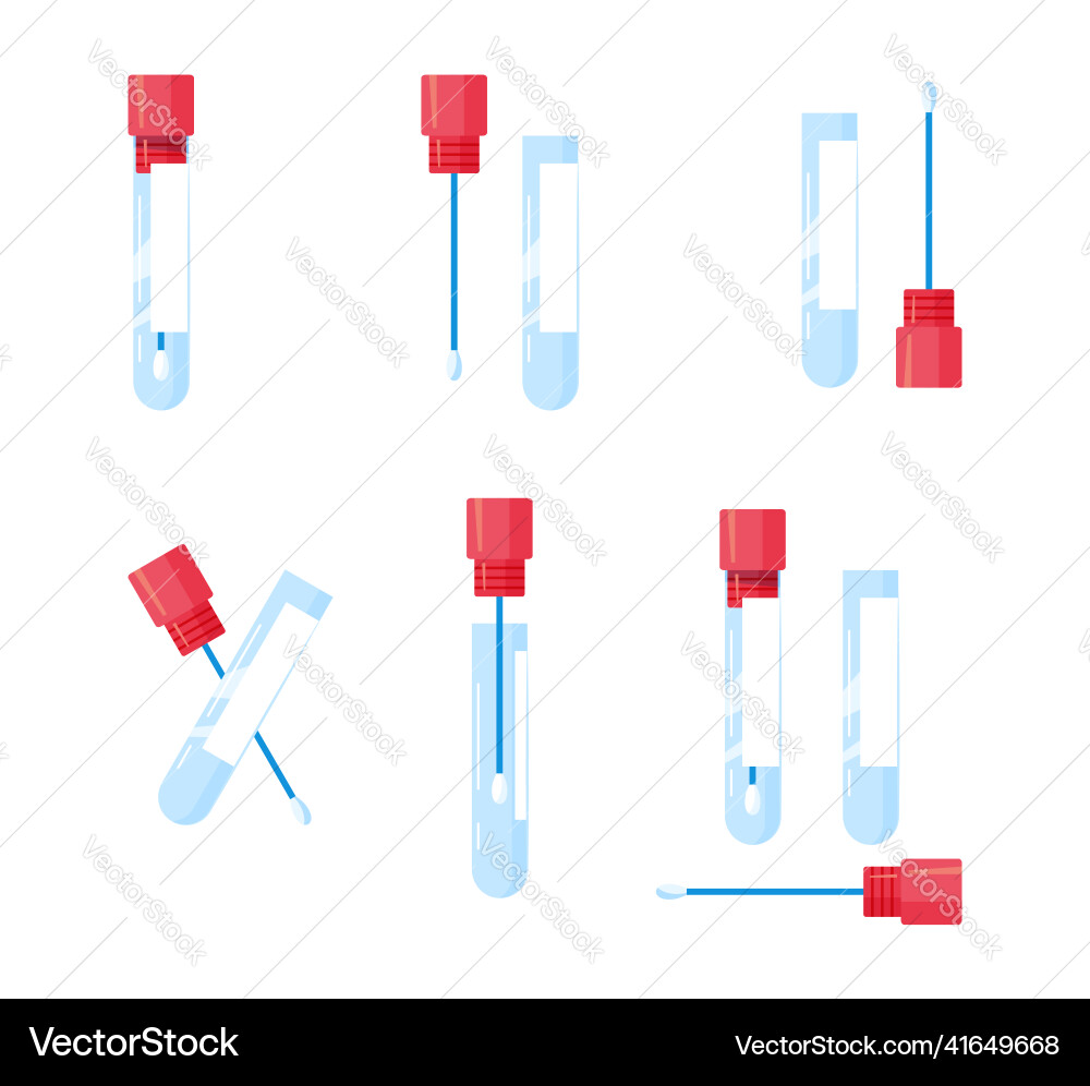 Pcr test icons in flat style Royalty Free Vector Image