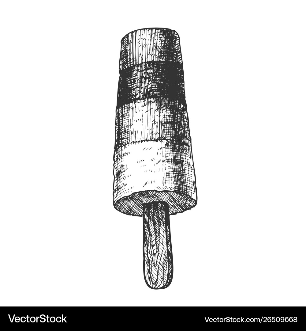 Popsicle frozen ice on stick monochrome Royalty Free Vector