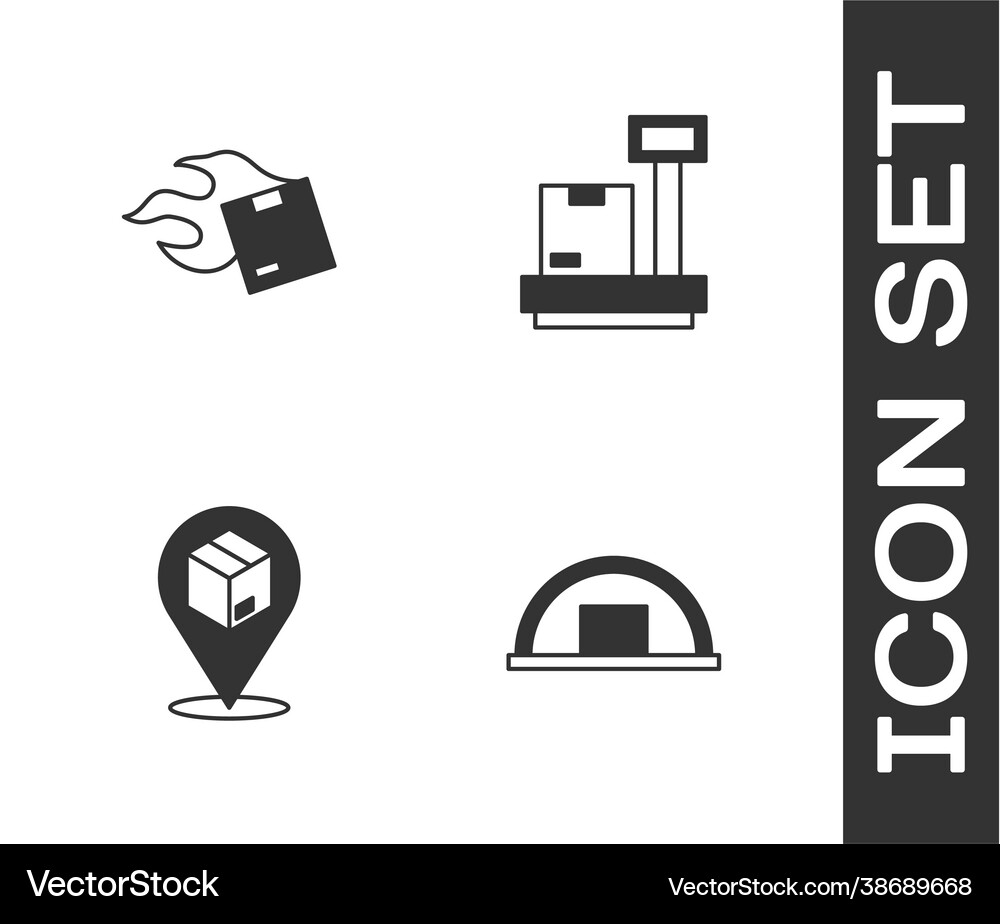Set warehouse carton cardboard box location Vector Image