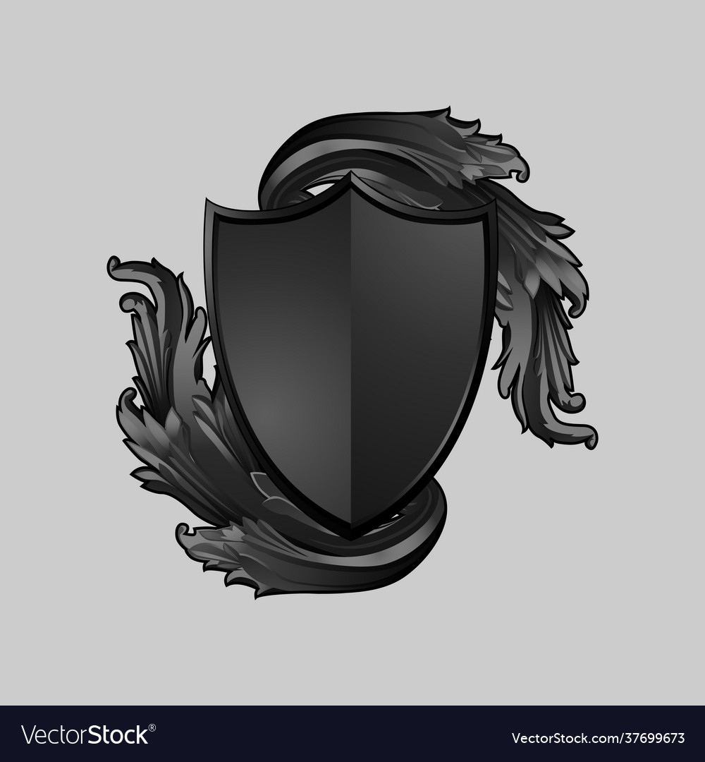 Black baroque shield elements Royalty Free Vector Image