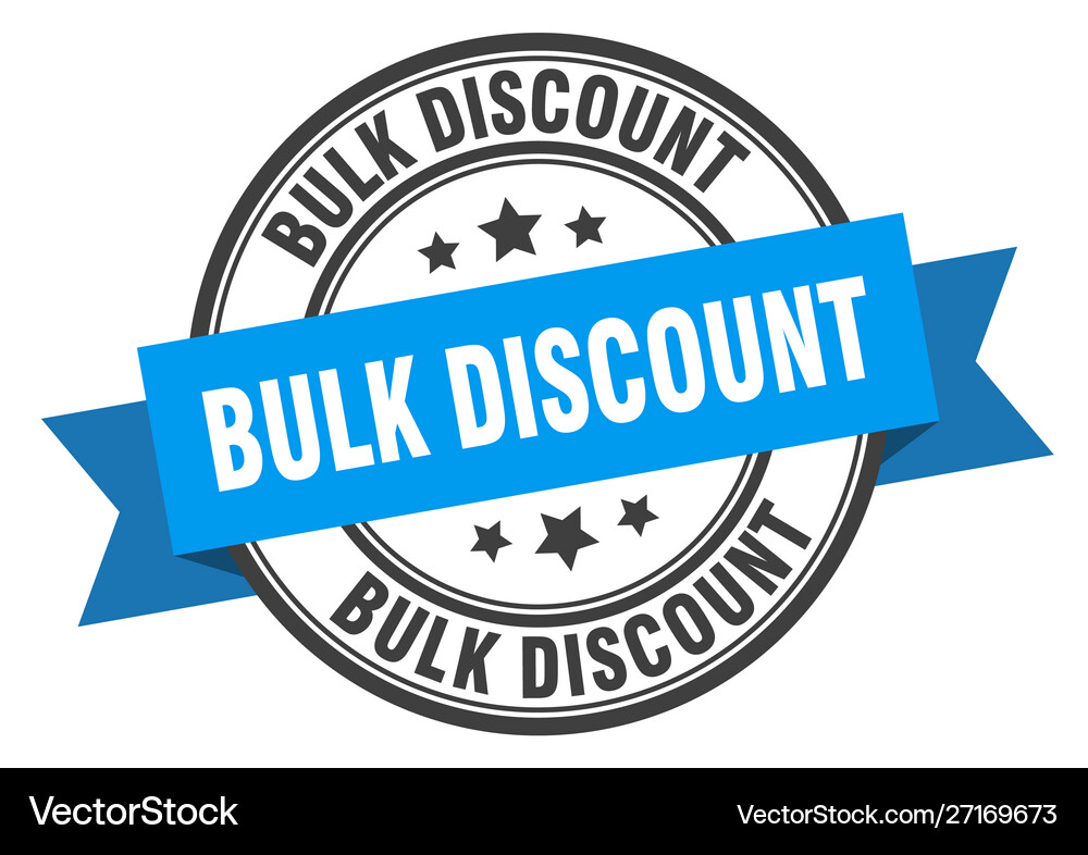 Bulk discount label blue band sign Royalty Free Vector Image
